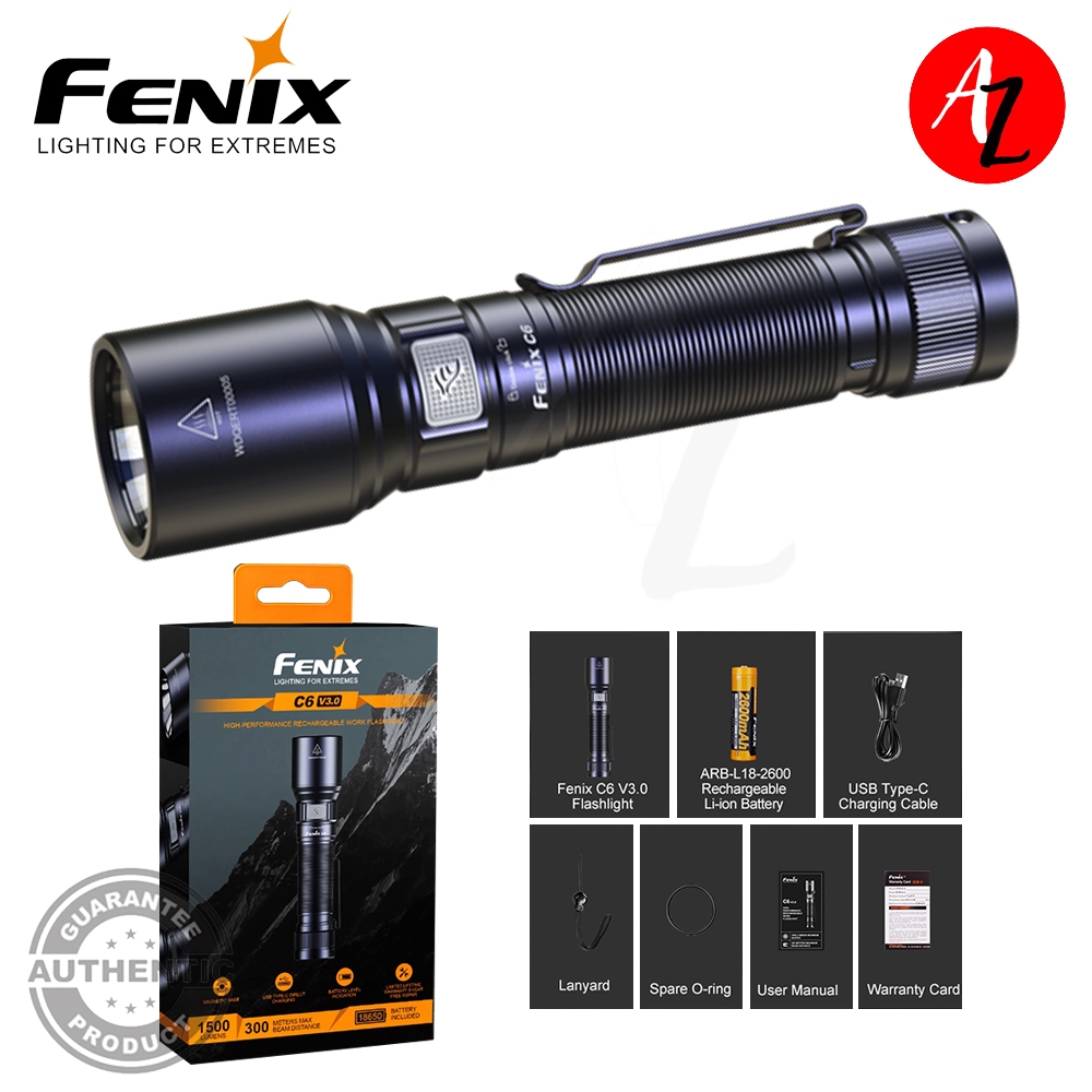 FENIX C6 V3.0 Luminus SST40 LED Flashlight 1500 Lumens 300m Distance ...