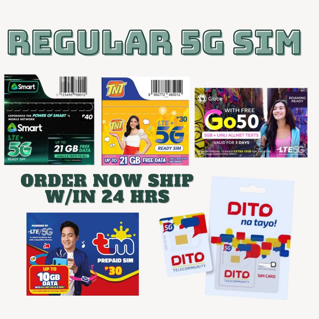 SMART/ TNT/ TM/ GLOBE / DITO REGULAR 5G SIM/ TRI -CUT/ REGULAR SIM ...