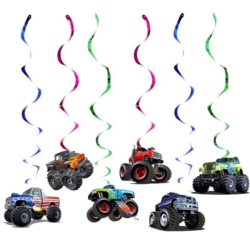 Monster Jam Theme Birthday Party Decoration Hanging Swirls | Shopee ...