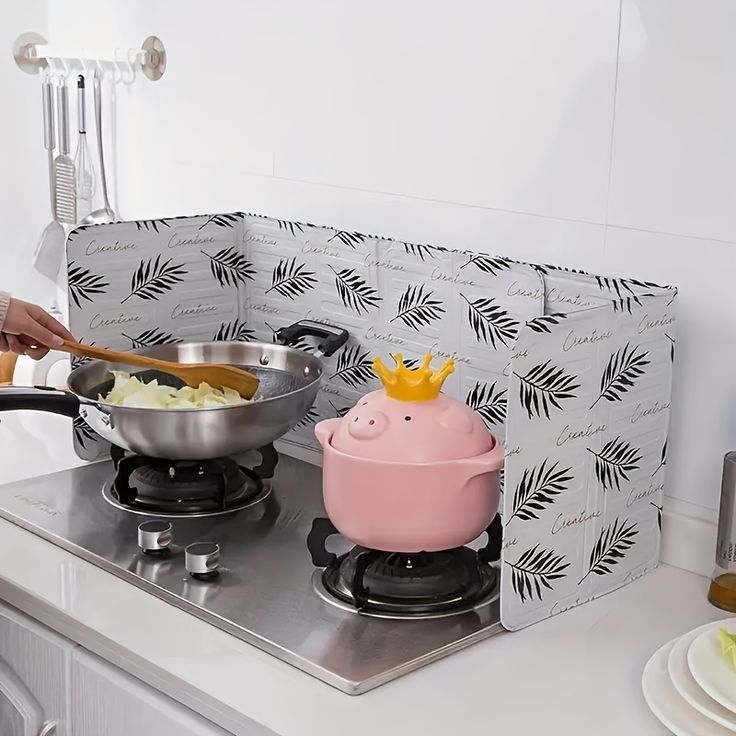 CHAINSTORE Kitchen Oil Splash Guard, Foldable Gas Stove Baffle Aluminum ...