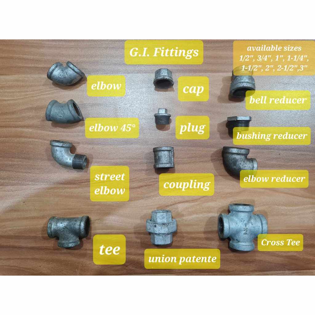 Galvanized GI Fittings Waterline Elbow Tee Coupling Cap Plug Union ...