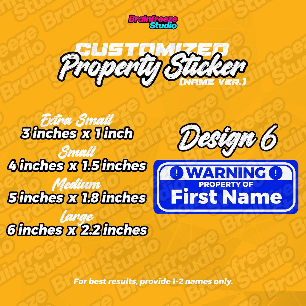 1pc Customized WARNING PROPERTY Name Sticker - For Tumbler Aquaflask ...