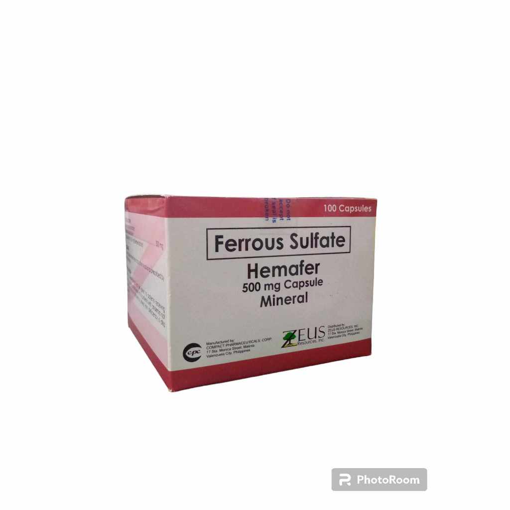 Ferrous Sulfate (Hemafer) 500mg 100pcs/Capsule | Shopee Philippines