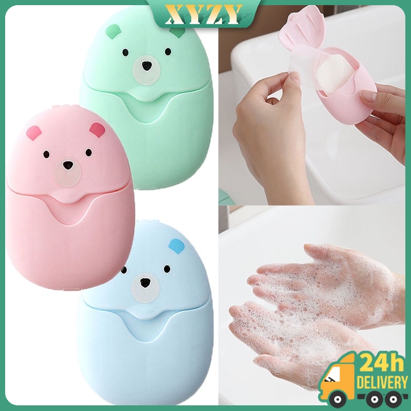 Travel Portable Hand Washing Box Scented Slice Sheets Soap Paper 50pcs ...
