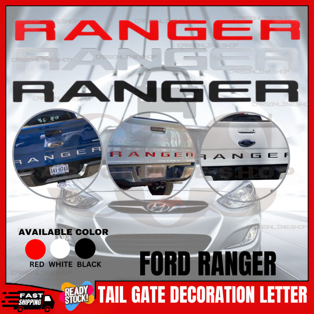 COS (59mm) FORD RANGER DECORATION LETTER HOOD EMBLEM (BLACK/WHITE/BLACK ...