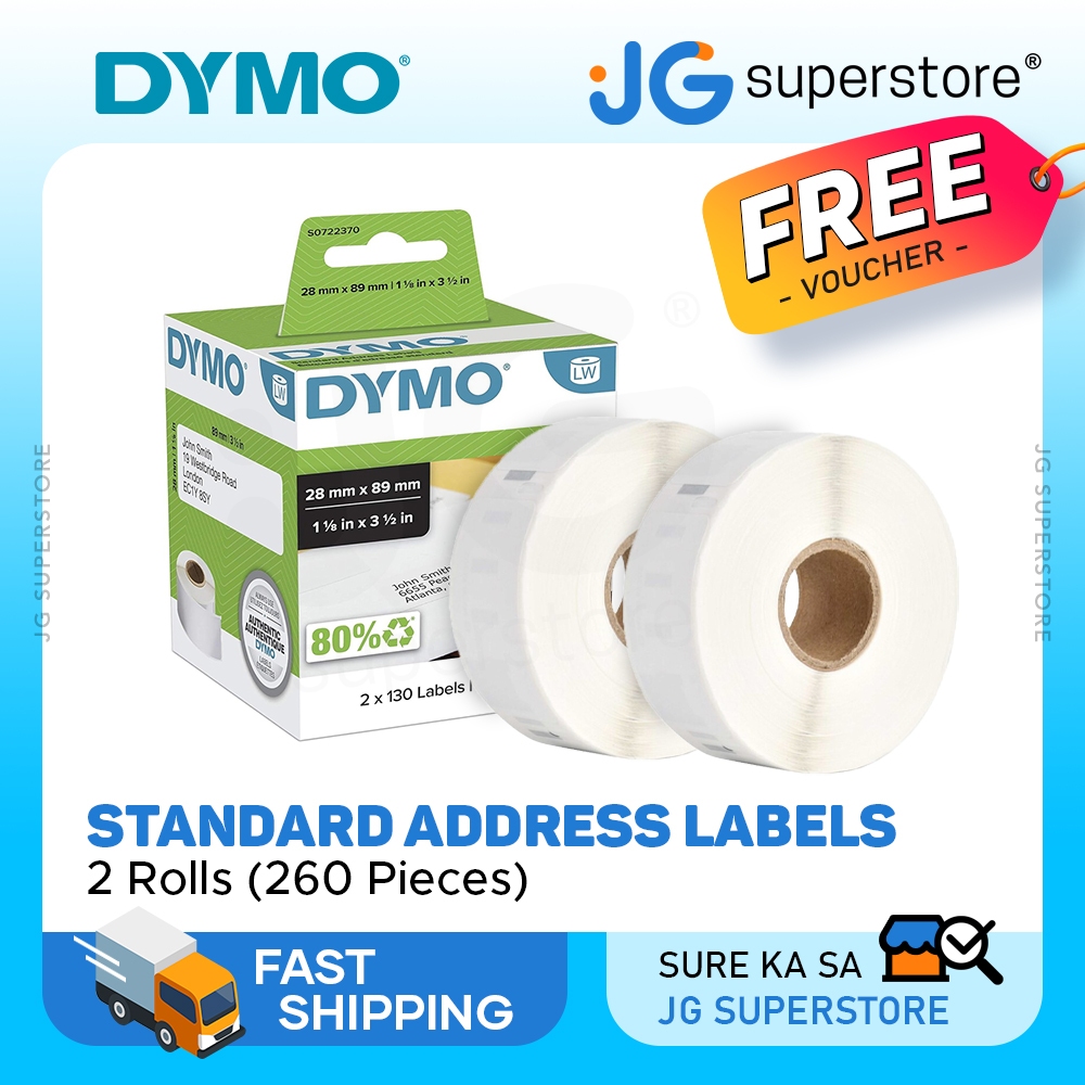 Dymo 99010 2 Rolls (260 Pieces) Standard Address Labels 28mm x 89mm ...