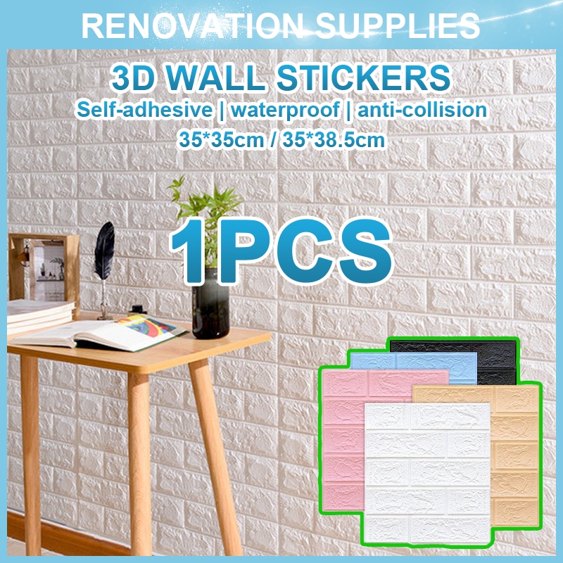 SALE 38.5x35cm Wallpaper Brick 3D Wall Sticker Foam Self Adhesive Wall ...
