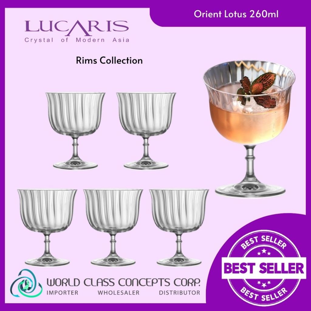 Lucaris Glassware Rims Orient Lotus Drinking Glas 260 Ml (Set Of 6 ...