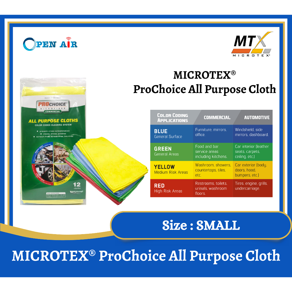 Microtex MTX Prochoice Microfiber All Purpose Cloths Bulk Pack (12pcs ...