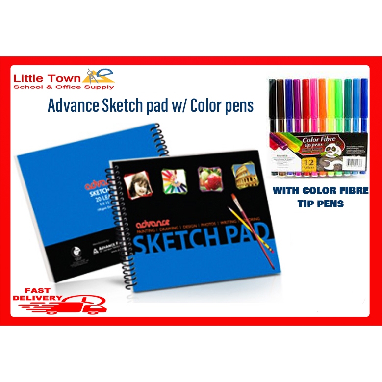 Advance Sketch pad 9x12 inches 25 sheets and color pencil 12colors ...