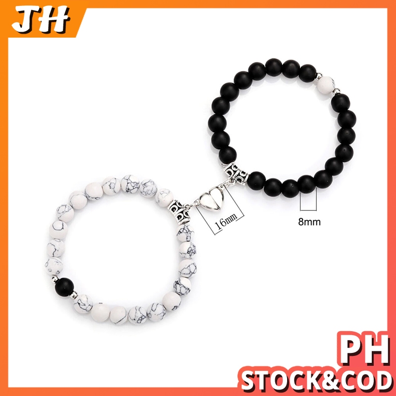 2 Pcs/set Couple Vintage Love Heart Magnet Bracelets Paired Bracelet ...