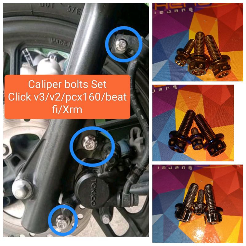 Front Caliper bolts For Click V3/V2/Beat fi/Pcx160/Click160/Adv160 ...