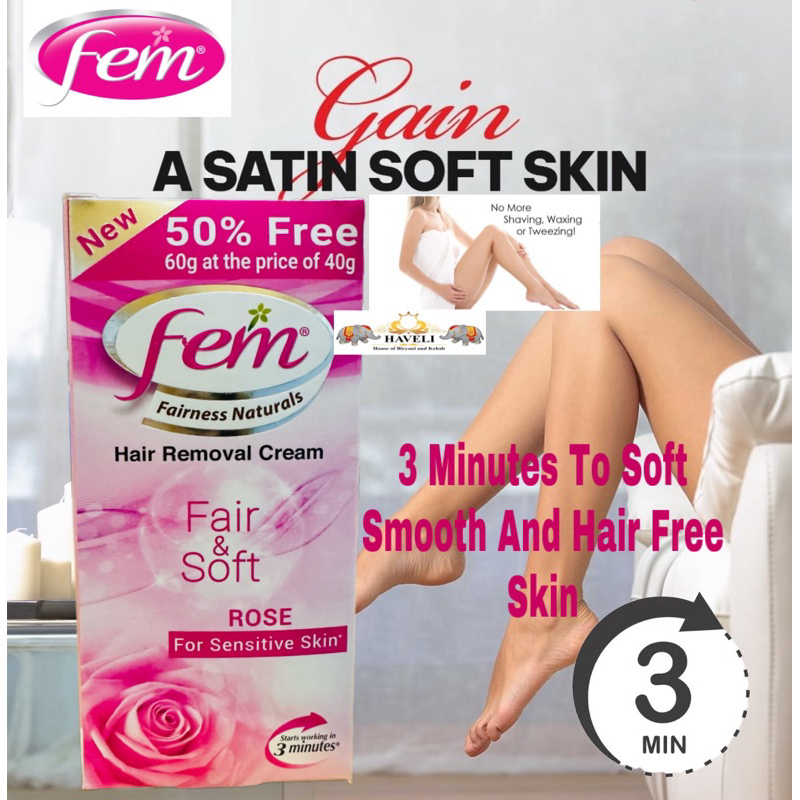 Sale! Fem Hair Removal Cream Fairness Naturals Fair & Soft Rose 60G | Shopee Philippines
