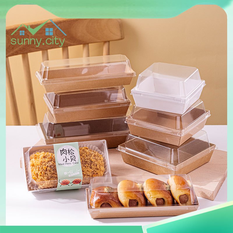 Sandwich box Square Cake Box Kraft Box Transparent Pastry box Packaging ...
