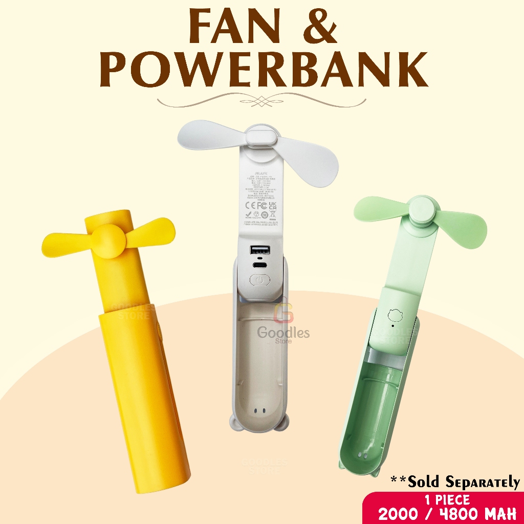 Portable Mini Fan Powerbank 4800mAh Jisulife Hand USB Cooling Foldable ...