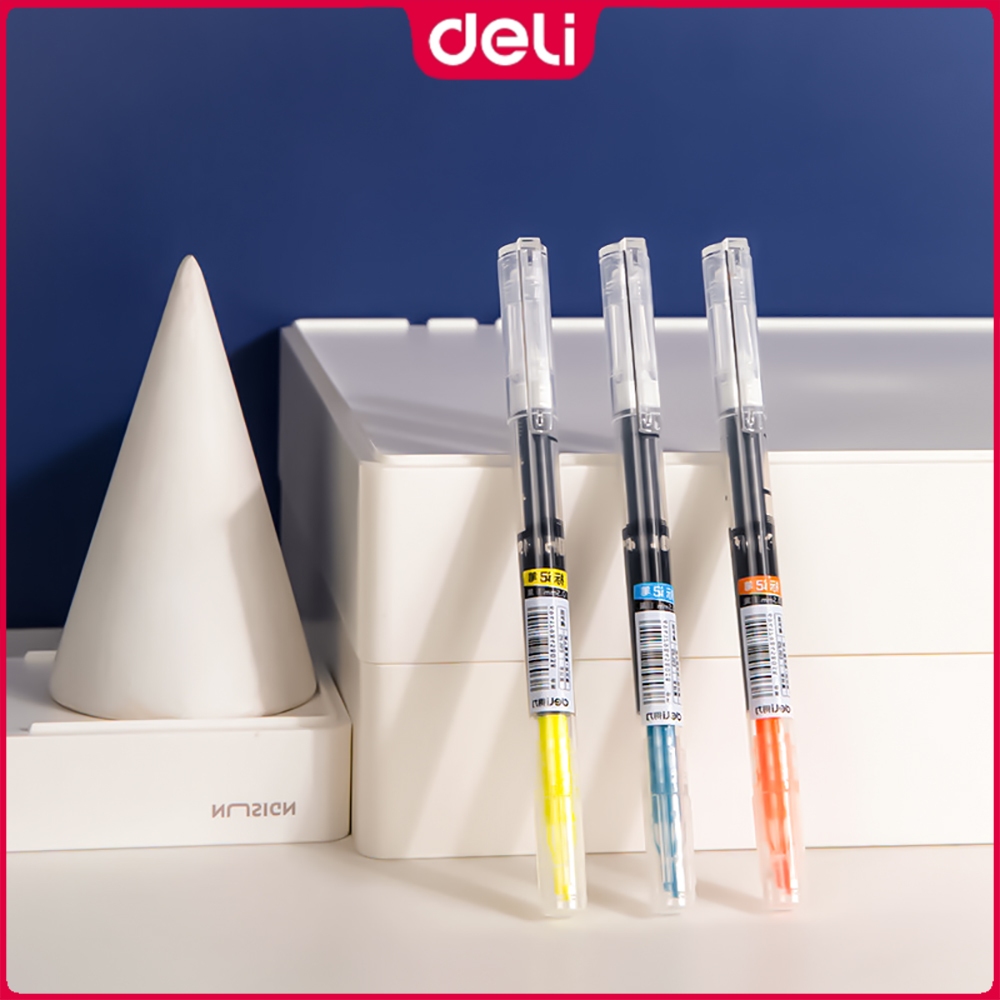 Deli SF163 Cap-Pulling Direct Liquid Pen 0.5mm Full Needle Tube (Black ...