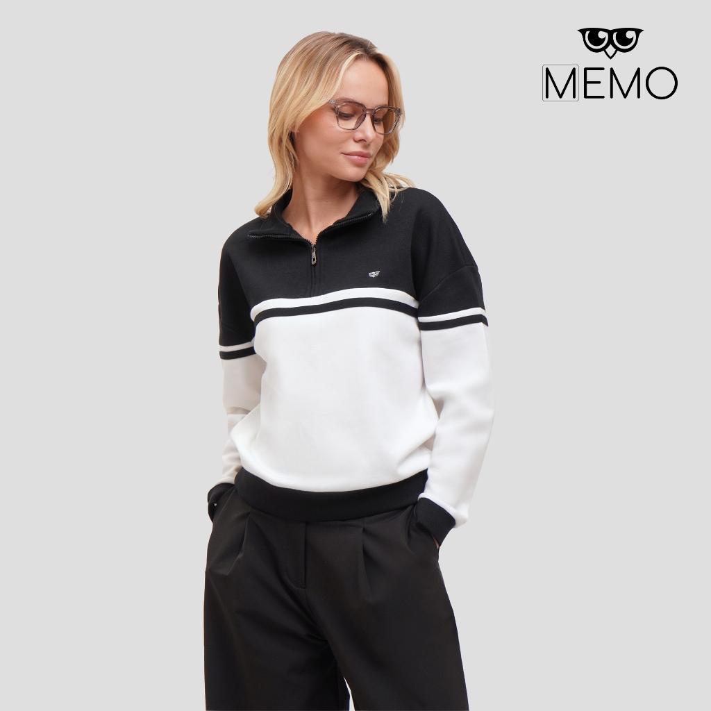 Memo Zip-Up Pullover For Women (Black) | Shopee Philippines