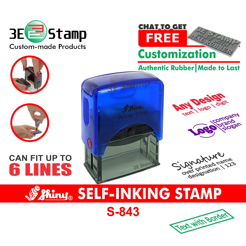 3E STAMP Shiny 843 / S843 / S-843 Self inking Stamp for Personalized Rubber Stamp | Shopee ...