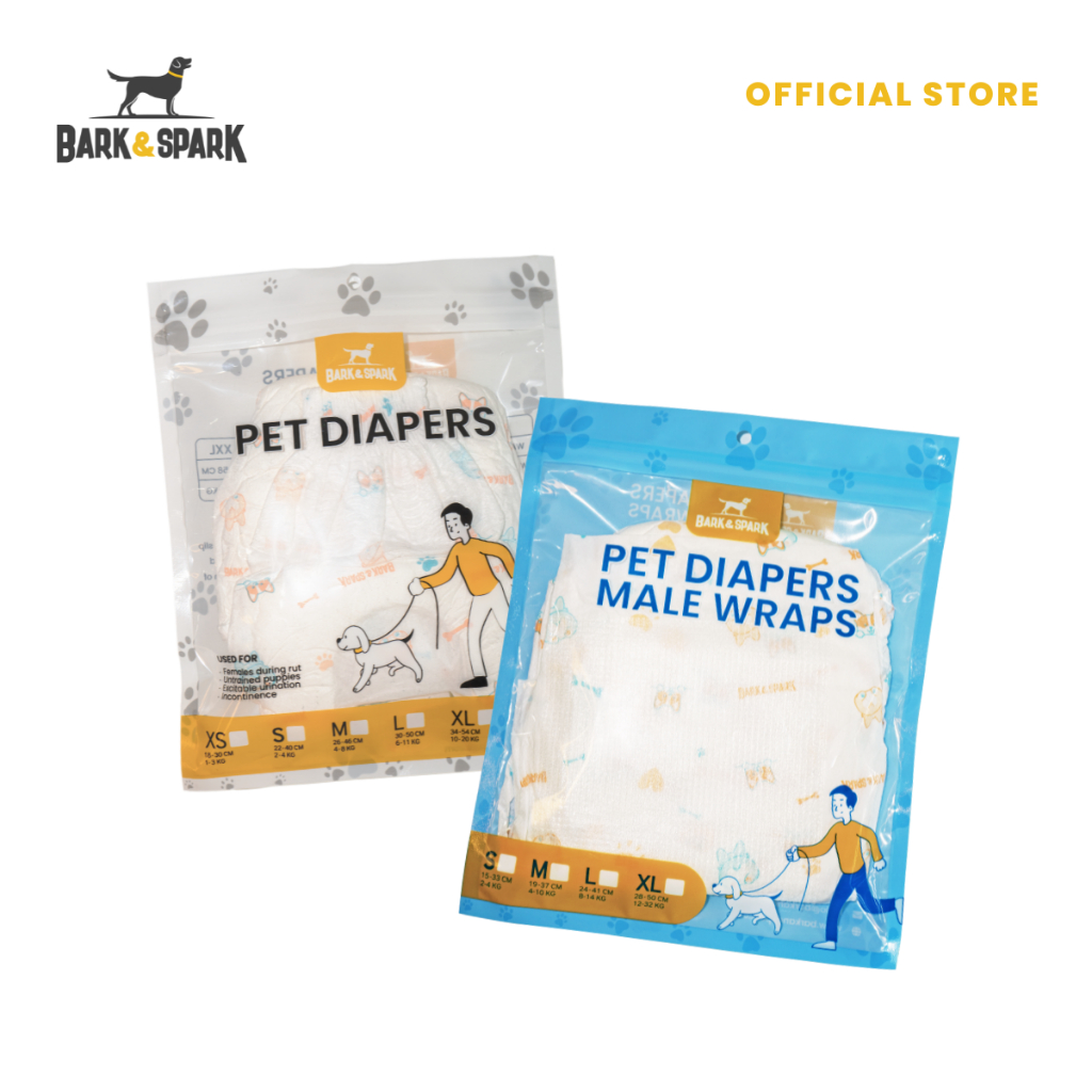 Bark & Spark Disposable Dog Diaper - Single Pack, Male Full Wrap, Dog ...