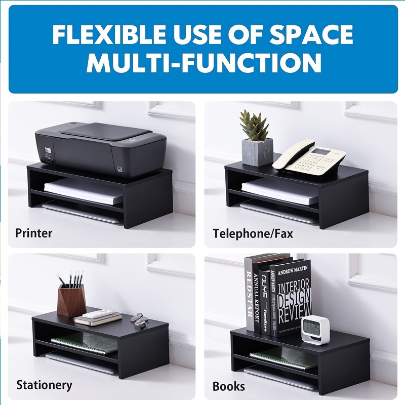 Wooden Monitor Stand 1Layer/2Layer Computer Monitor Riser Wood Laptop ...
