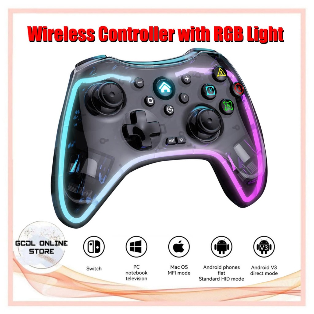 S03 Wireless Gaming Controller Trigger Joystick with RGB Cool Light ...