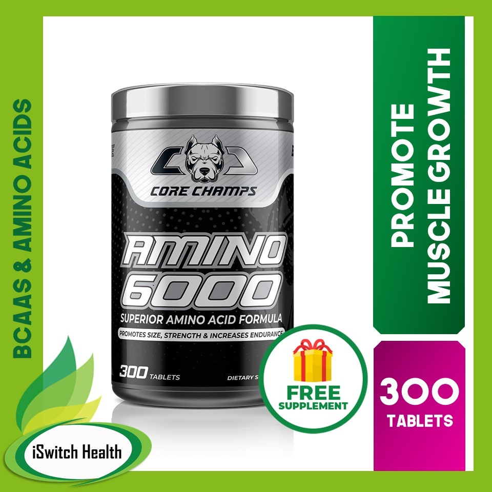 Core Champs Amino 6000 - 300 Tablets | Promotes Size | Boosts Strength ...