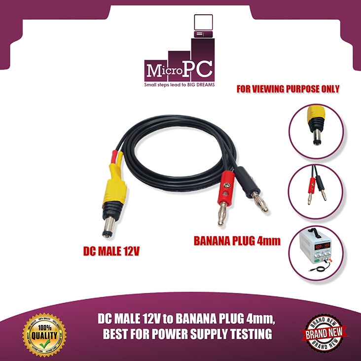 MICRO PC DC MALE 12V to BANANA PLUG 4mm, BEST FOR POWER SUPPLY TESTING ...