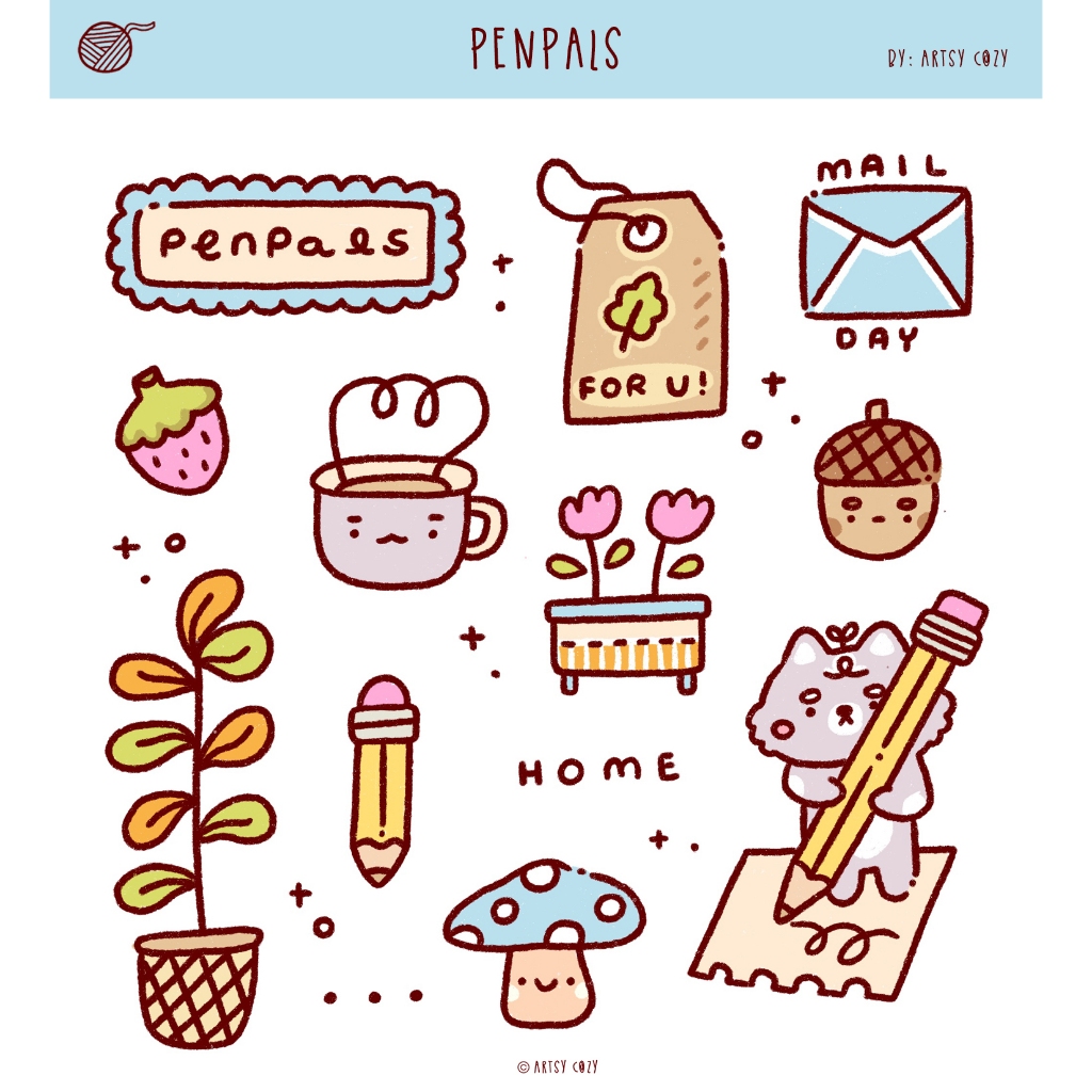 Penpals Sticker Sheet, Laminated Vinyl Sticker by Artsy Cozy | Shopee ...