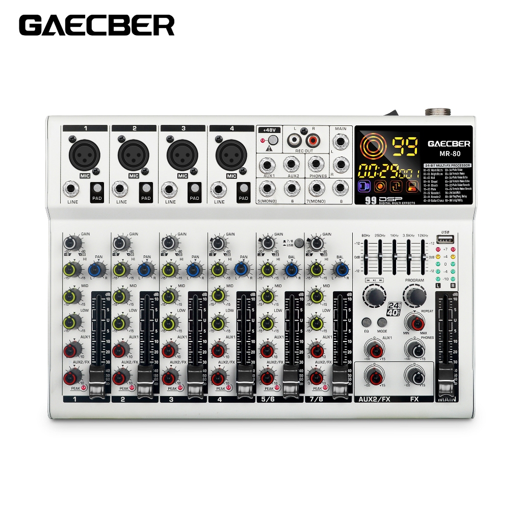 Audio mixer 8-way with Bluetooth and 99 reverb effects suitable for KTV ...