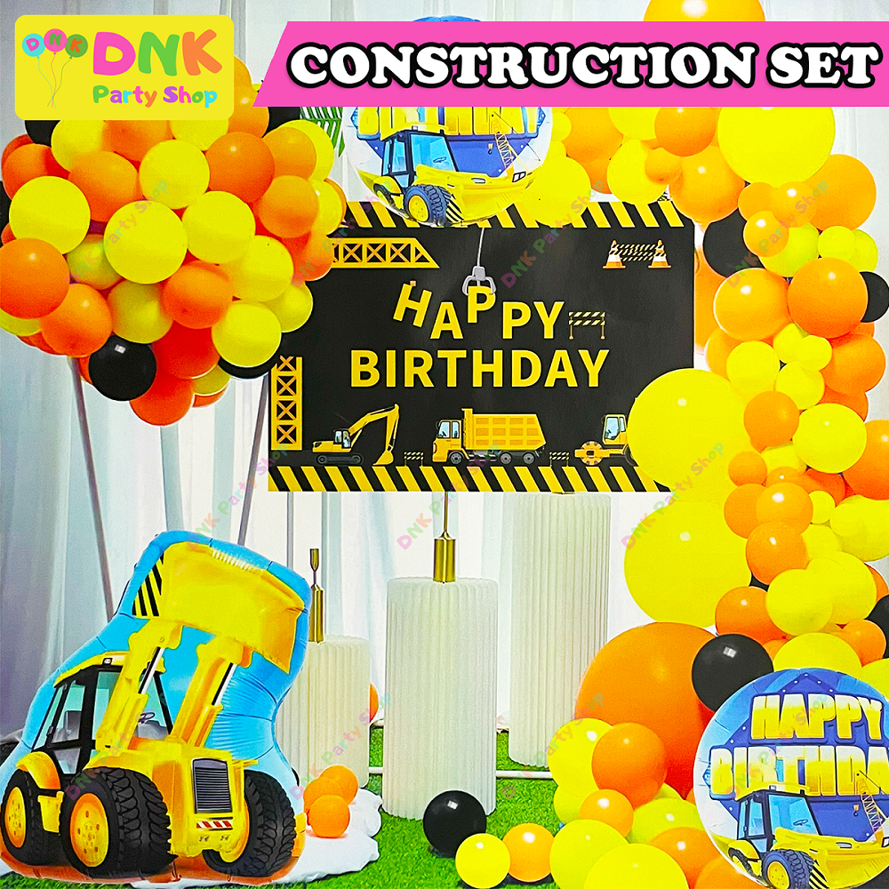 Construction Truck Theme Excavator Set Happy Birthday Party Decoration ...