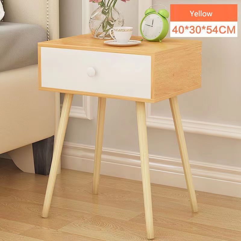 Elegant Bedside Table Side Table With Drawer Full Solid Wood Leg Nordic ...