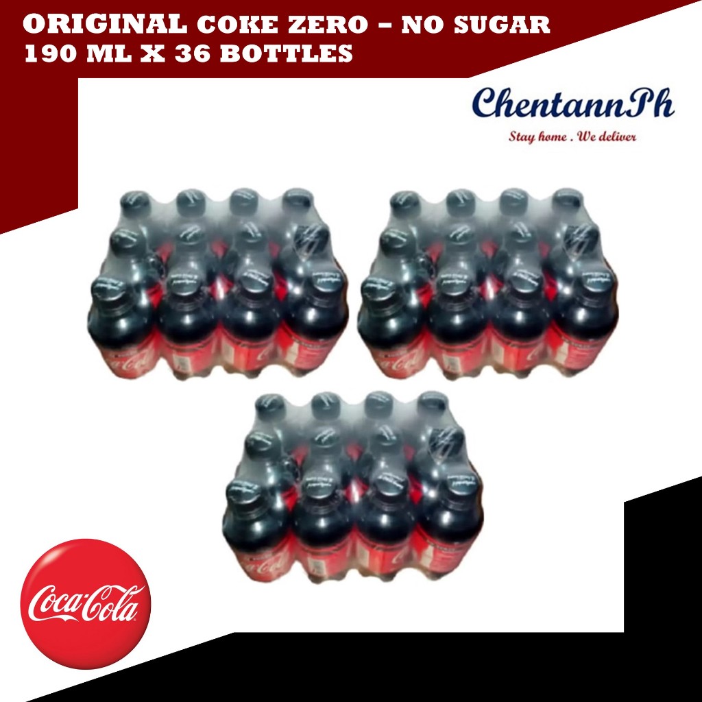 3 PACK - Authentic COCA-COLA ZERO Swakto NO Sugar Softdrinks Beverages Soda 190 ml x 36 bottles ...