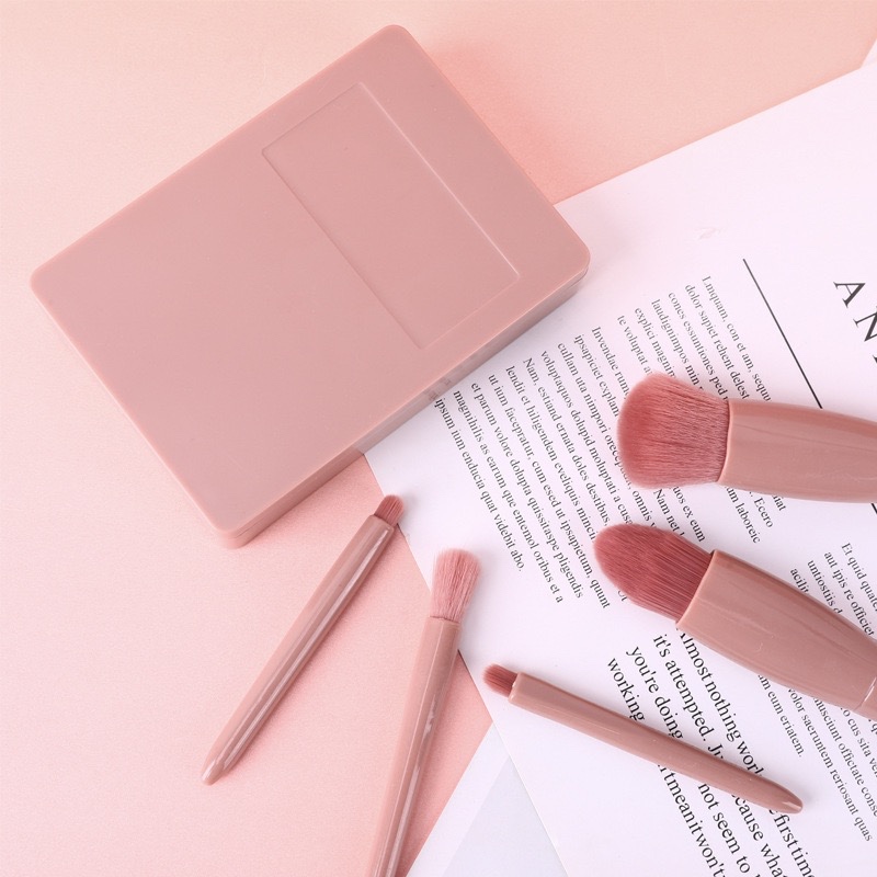 Gladking 5 Piece Travel Makeup Brushes Set With Built-in Mirror Case ...