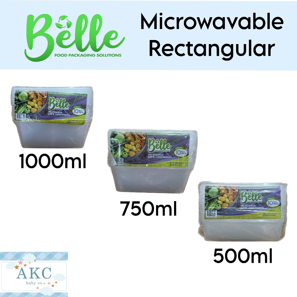 BELLE Microwavable Rectangular Plastic Container/Microwavable Food ...