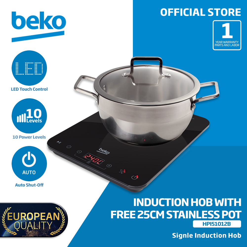 Beko Single Induction Hob with Free Stainless Pot HPI51012B | Shopee ...