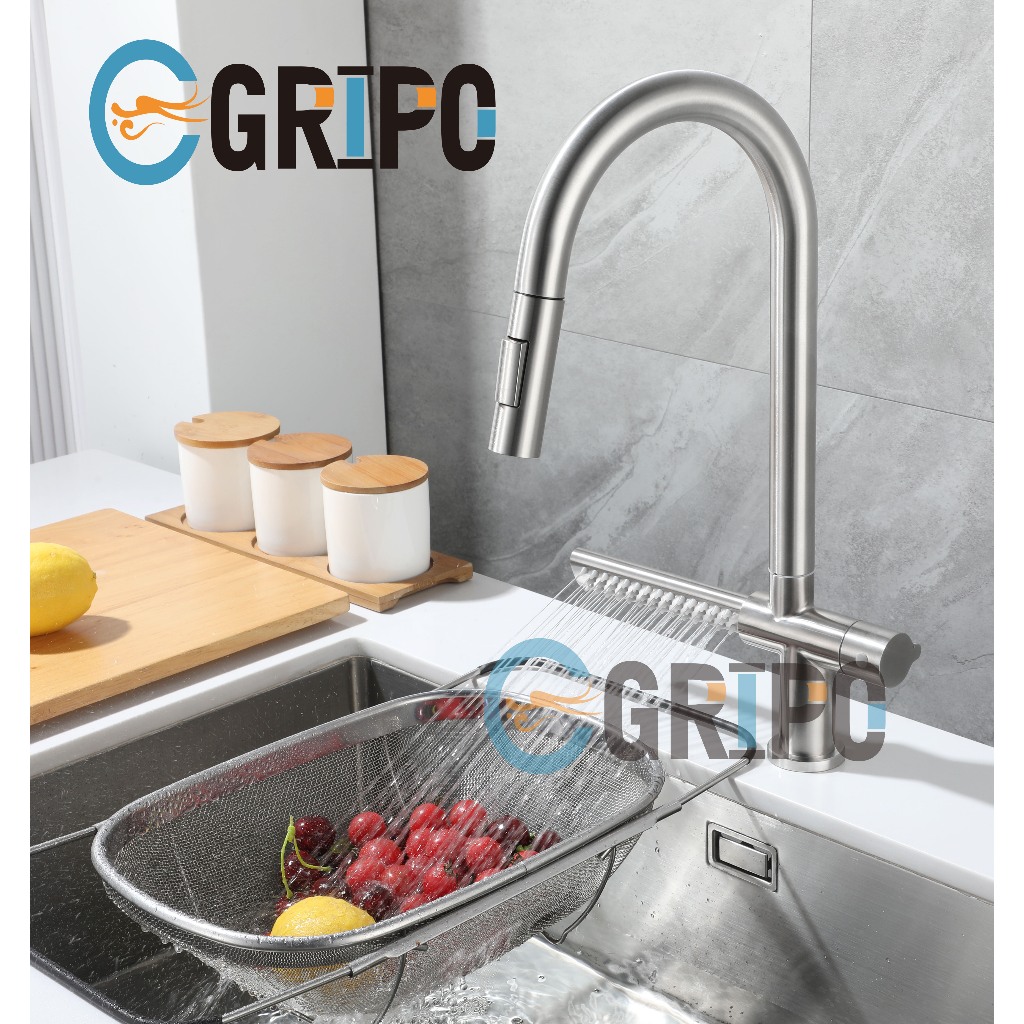 GRIPO 304 High End Stainless Flying rain pull type single cold kitchen ...