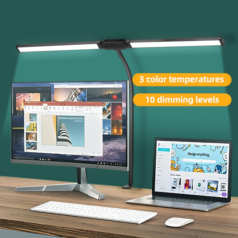 Study Lamp Desk Lamp Double Head 10 Brightness Dimmable USB Screen ...