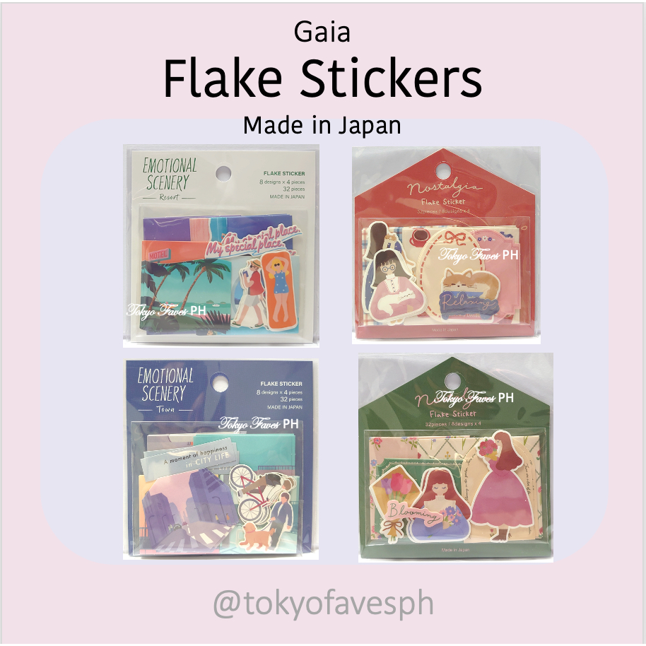 Daiso Seria Watts Can Do Gaia Scenery and People Theme flake stickers ...