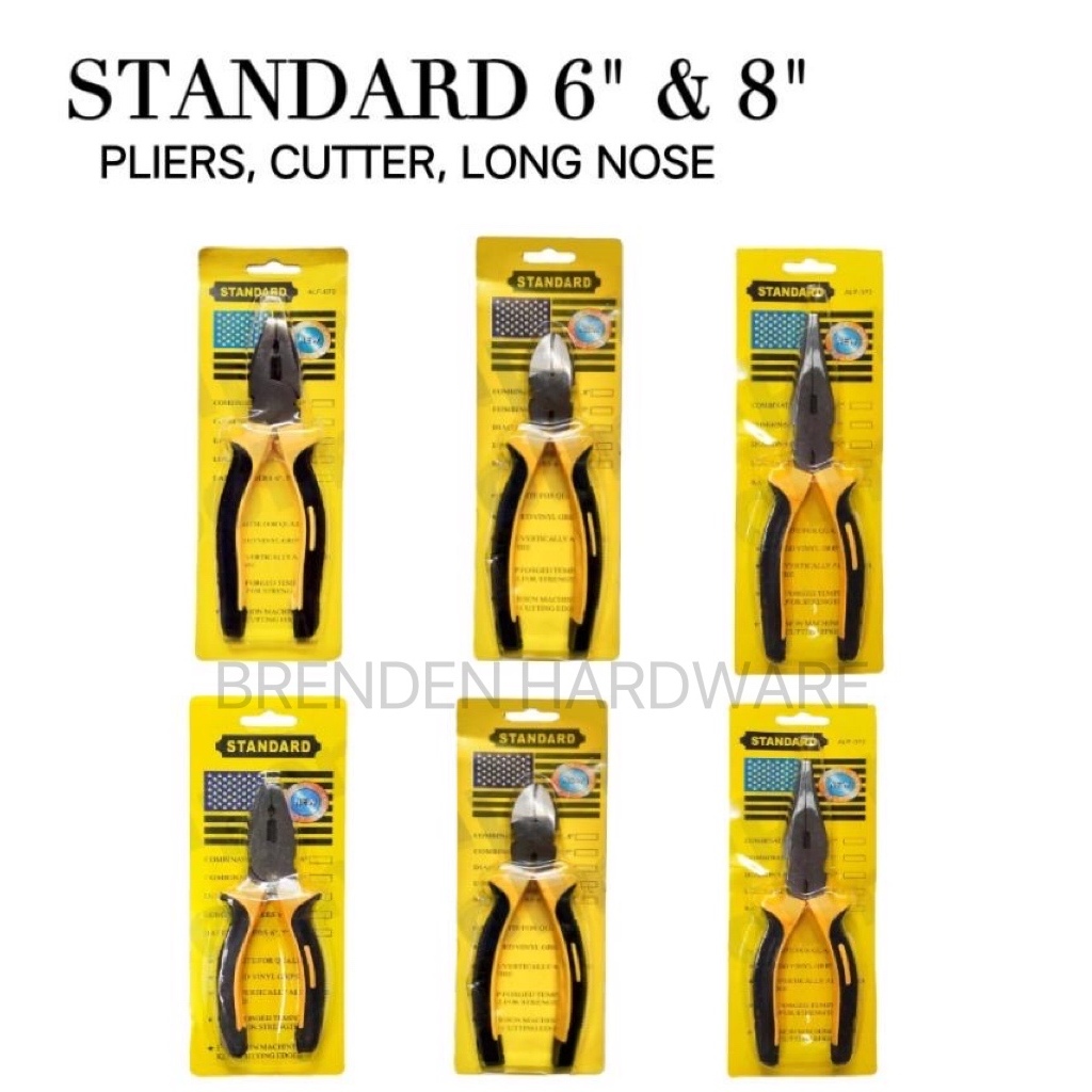 Standard ( Pliers, Long Nose,Cutter)6'' & 8"' PLIERS Heavyduty | Shopee ...