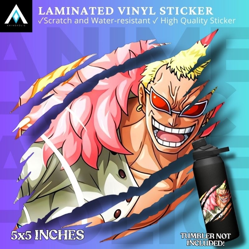 ONE PIECE DONQUIXOTE DOFLAMINGO PREMIUM SCRATCH STICKERS |~ ANIMEHOLIC ...