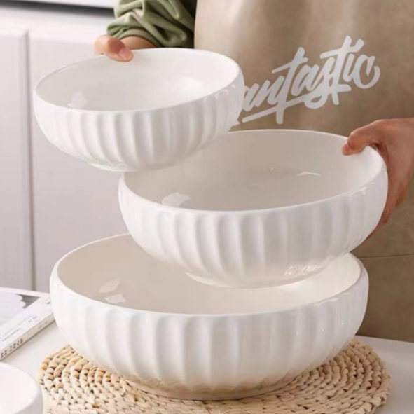 OFNATURE White Ceramic Serving Bowl 6. 8. 10. 12 inches Extra Large ...