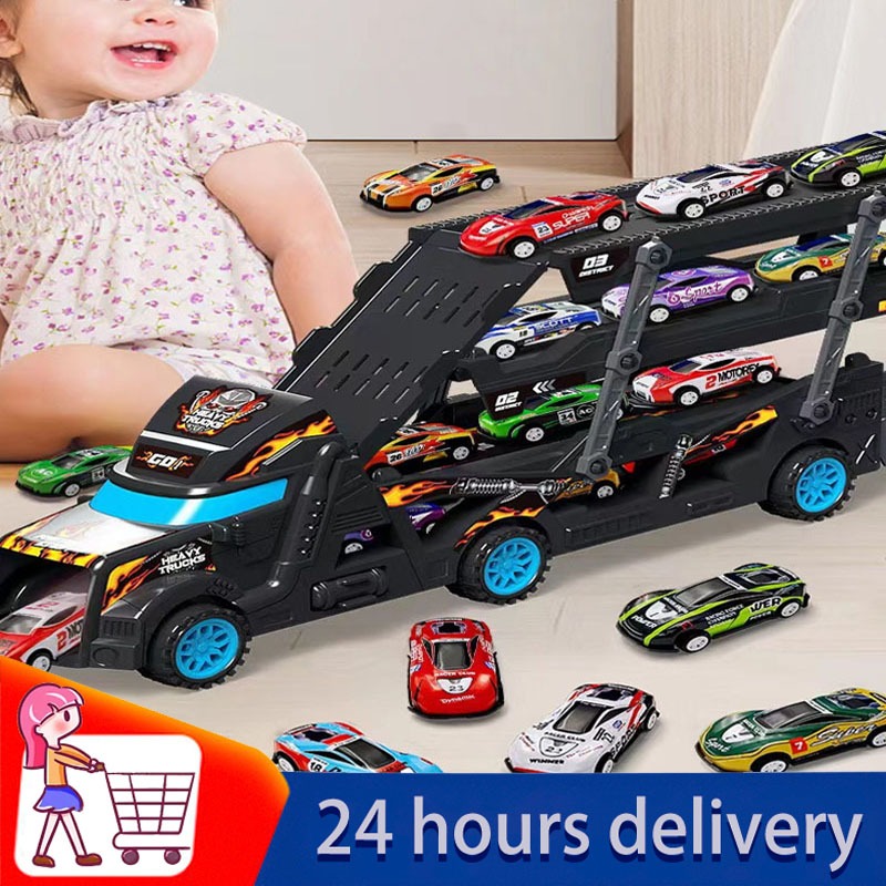 kids ejection folding container truck DIY ejection alloy multi-layer ...