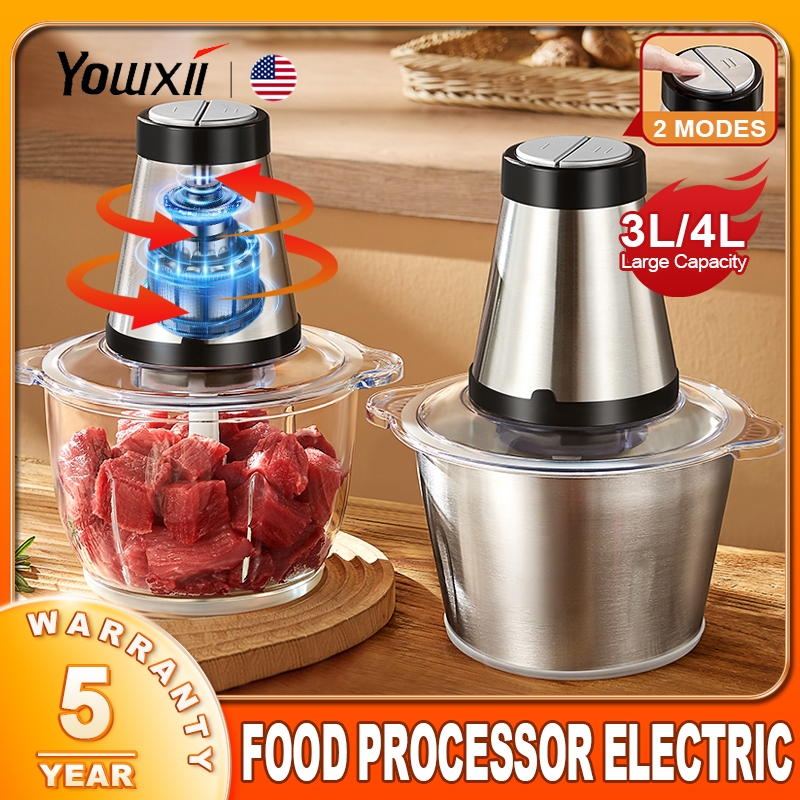 Yowxii 3L/4L Meat Grinder Electric Food Processor Large Capacity ...