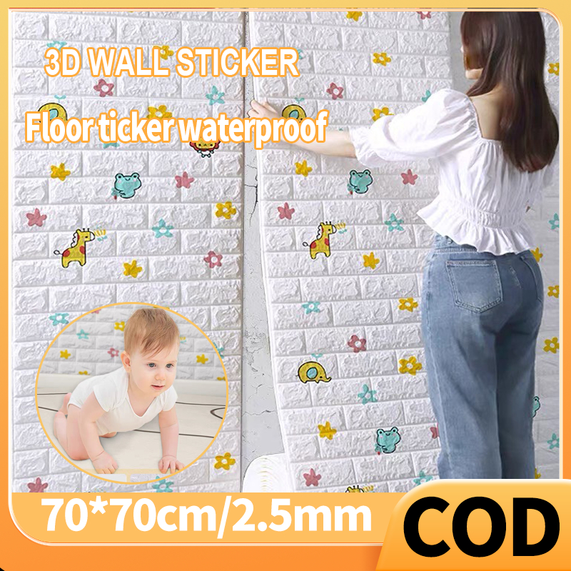 3D Wallpaper 70x70CM Cute Animal Star Pattern Wall Decal Waterproof ...