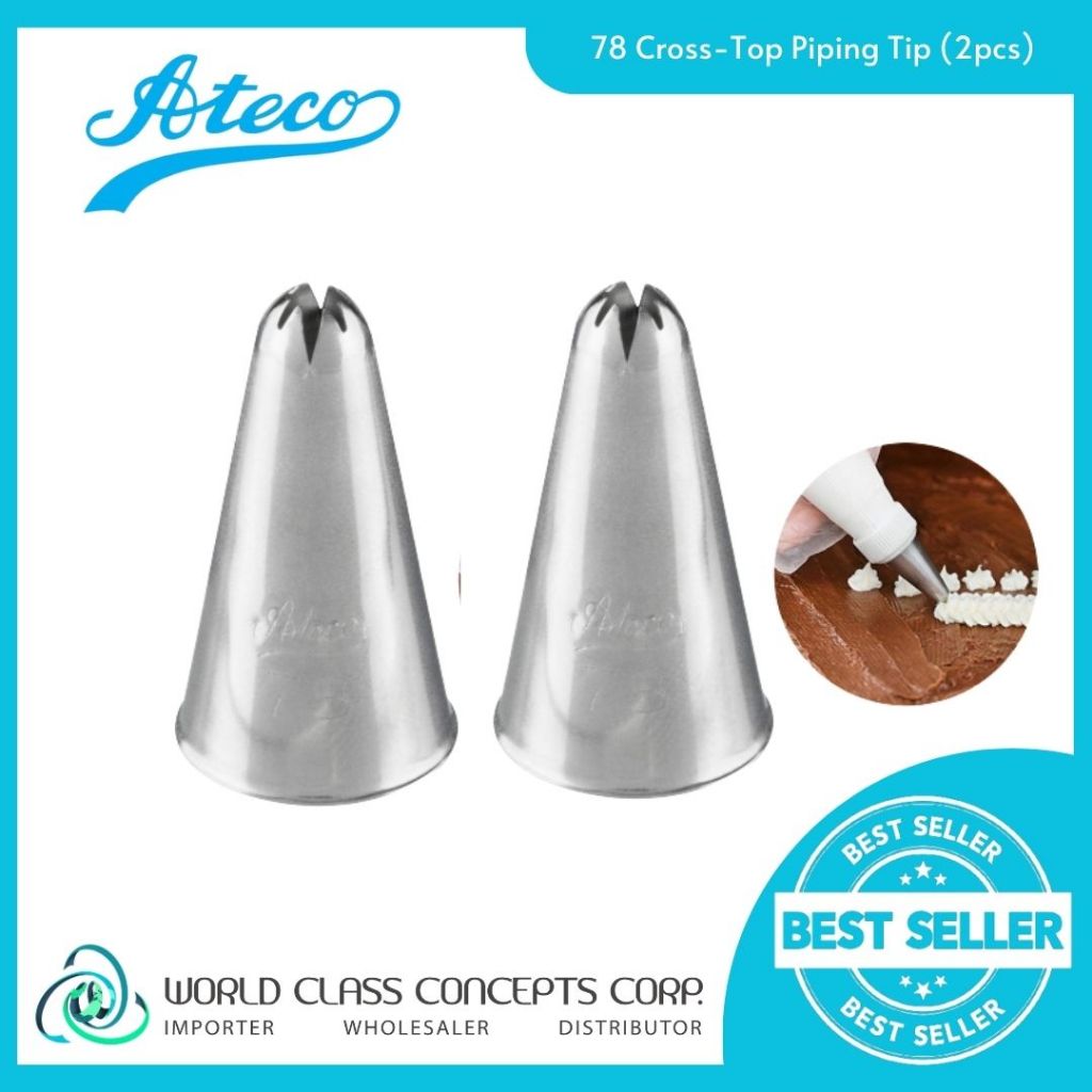 Ateco 78 Cross-Top Piping Tip Stainless Steel Icing Tip ( Set of 2 ...