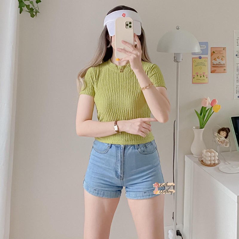 Kathryn Bark Crepe Basic Round Neck Daily Tee For Women #11395 | Shopee ...