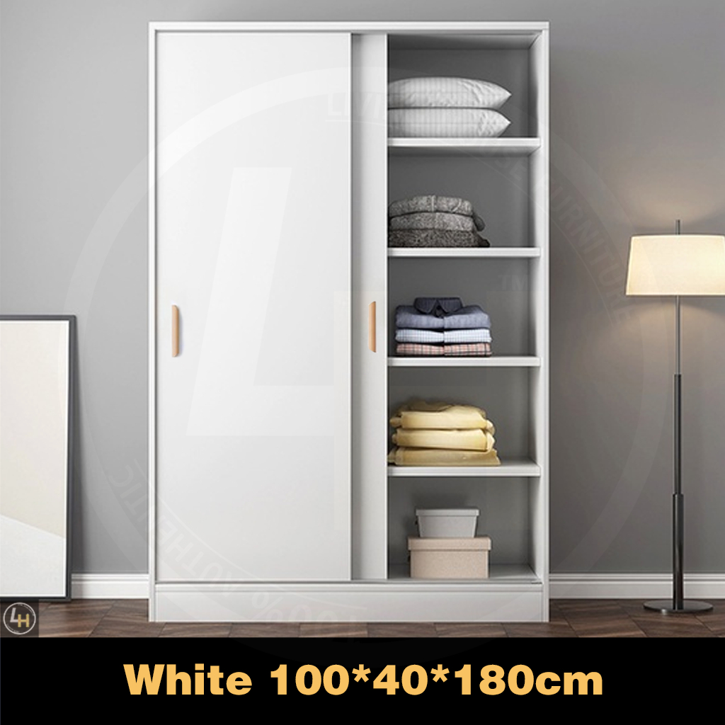 LIVING 180cm Wardrobe Push Sliding Door Wardrobe Modern Style 2 Door ...