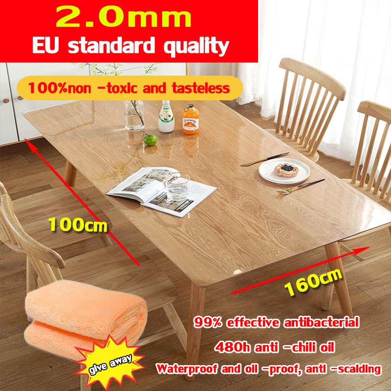 PVC Tablecloth Transparent 2.0mm Thick Clear Protective Table Cover ...