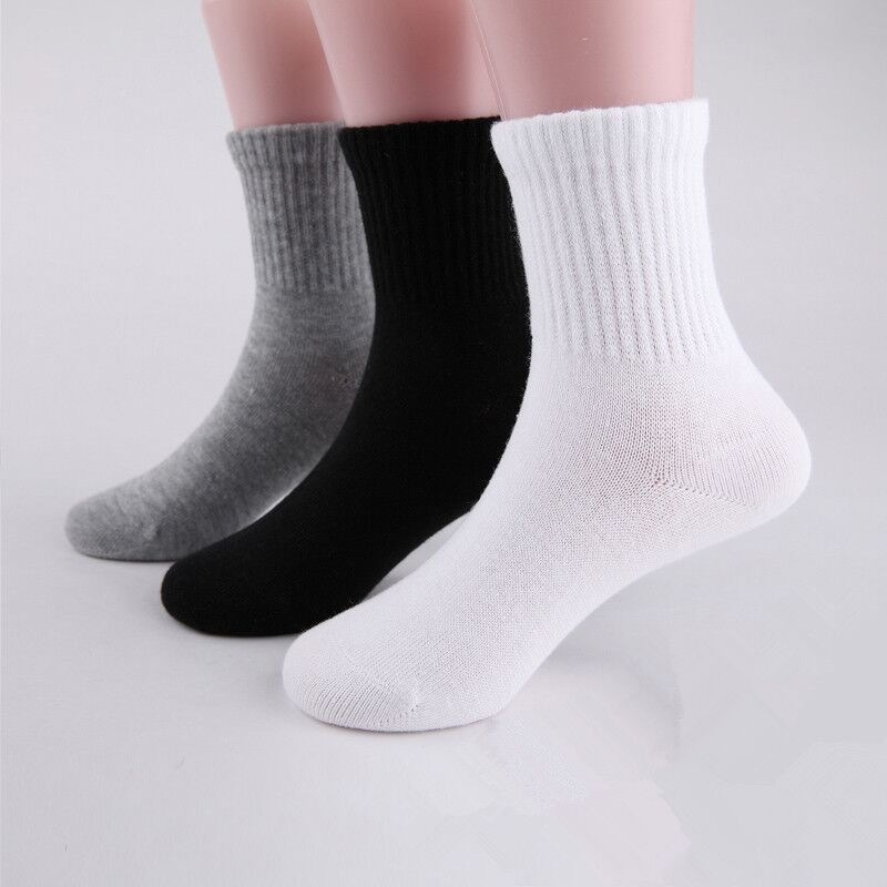 Casual 3 color soft white blend cotton unisex sport socks schools socks ...