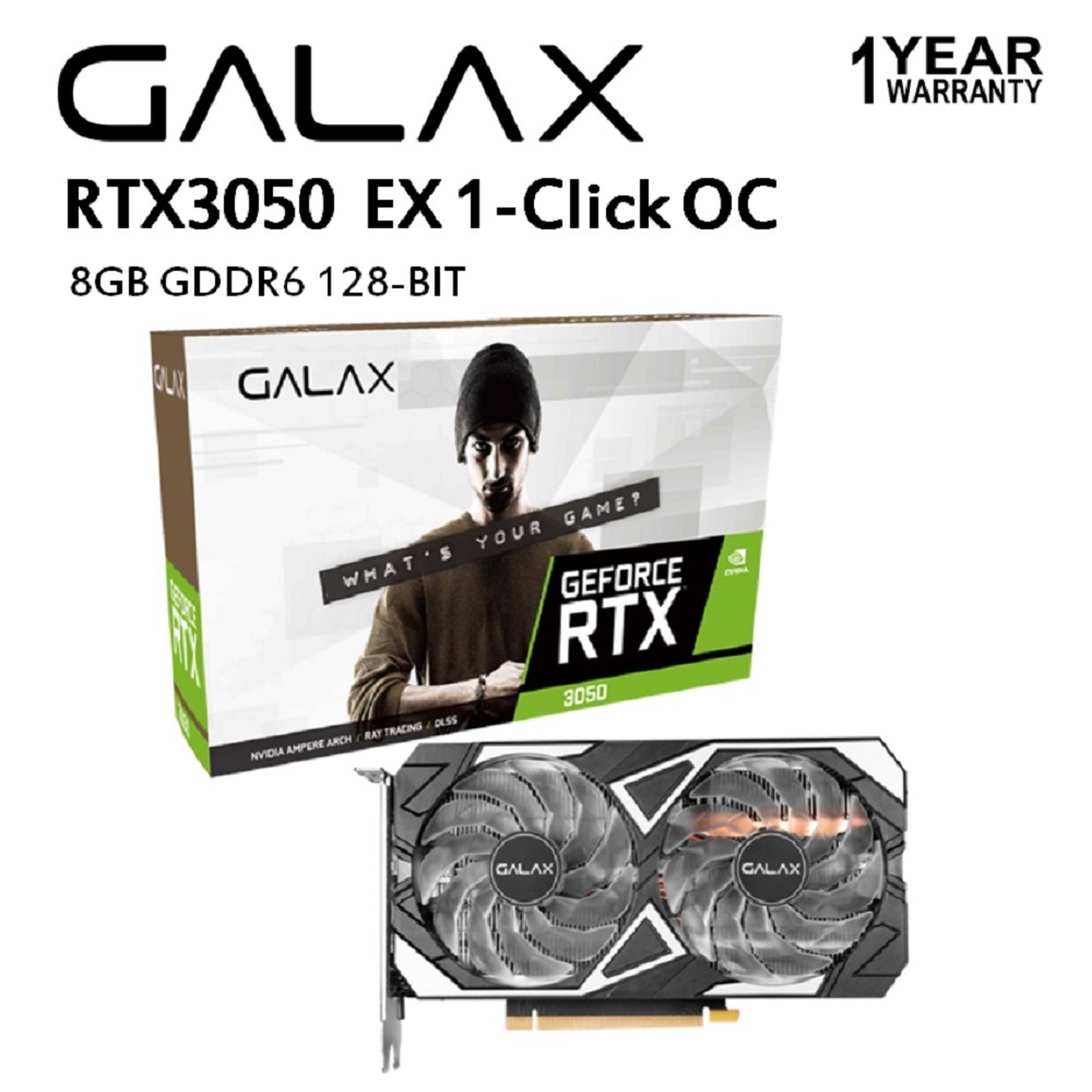 GALAX RTX3050 EX (1-Click OC Feature) 8GB GDDR6 128-bit DP*3/HDMI ...